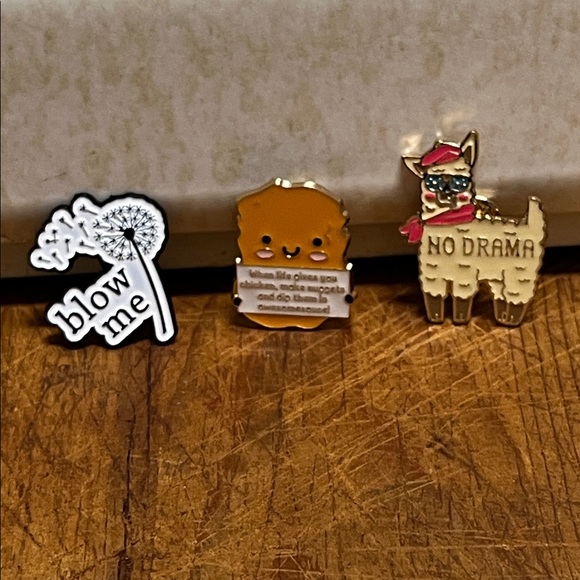 unbranded | Jewelry | Set Of Three Fun Enamel Pins Euc | Poshmark